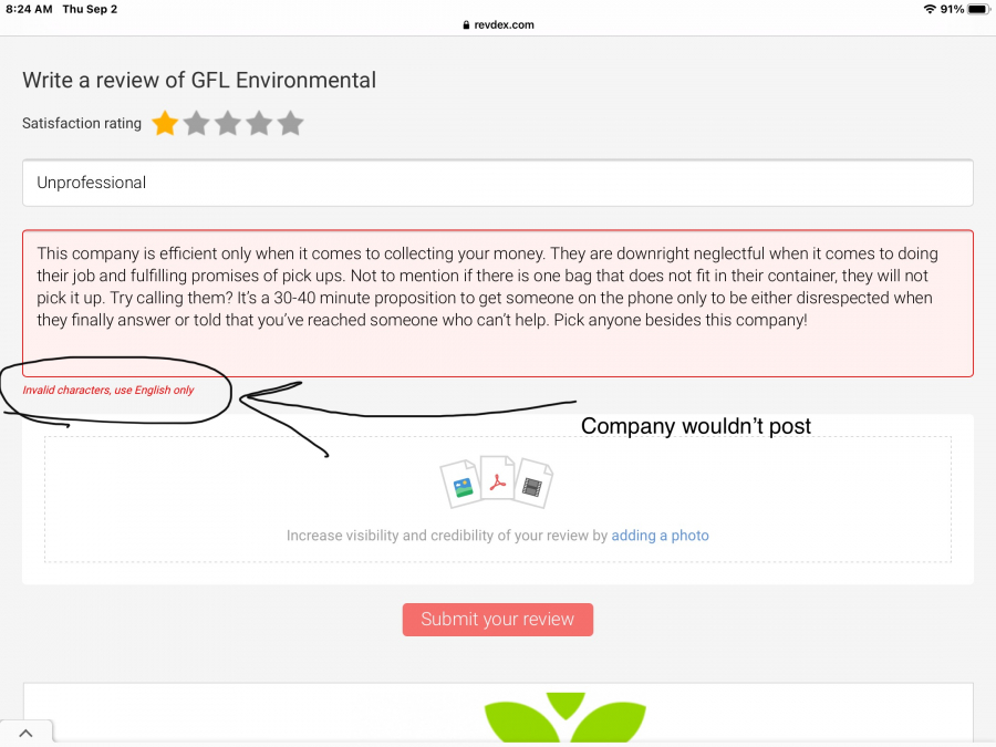 GFL Environmental Reviews, Complaints, Customer Service